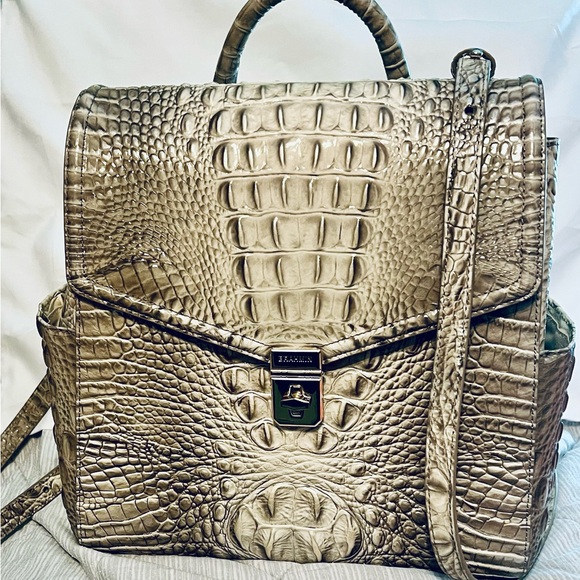 Brahmin | Bags | Brahmin Ivory Crocodile Embossed Backpack | Poshmark